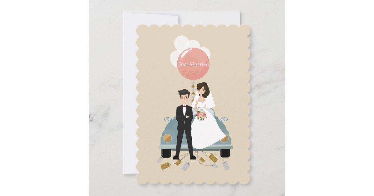 Just married car wedding invitation card. | Zazzle