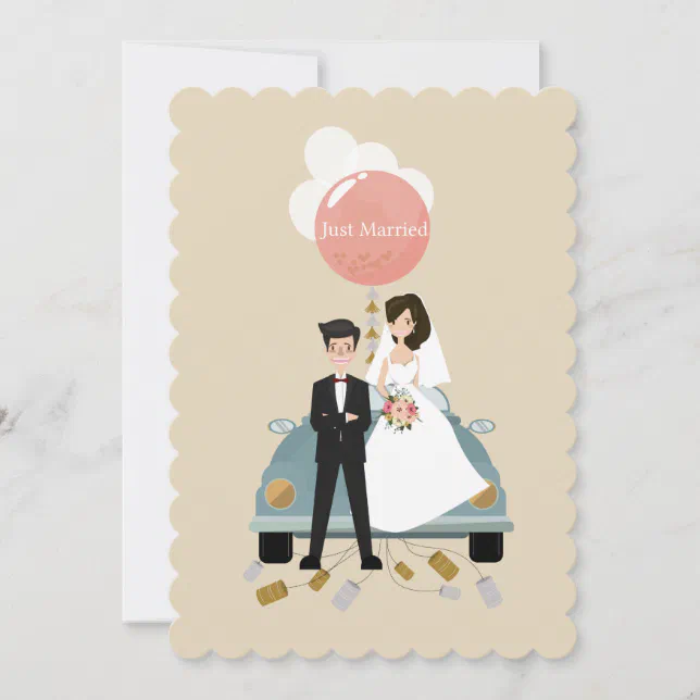 Just married car wedding invitation card. | Zazzle