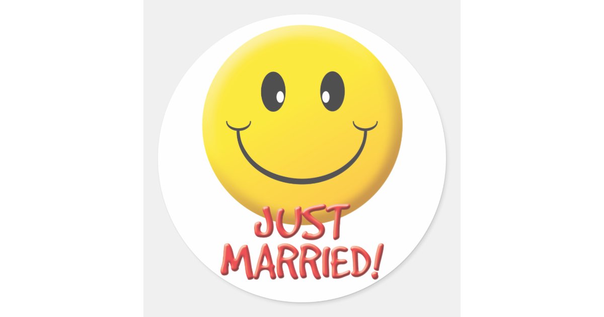 Just Married Classic Round Sticker | Zazzle