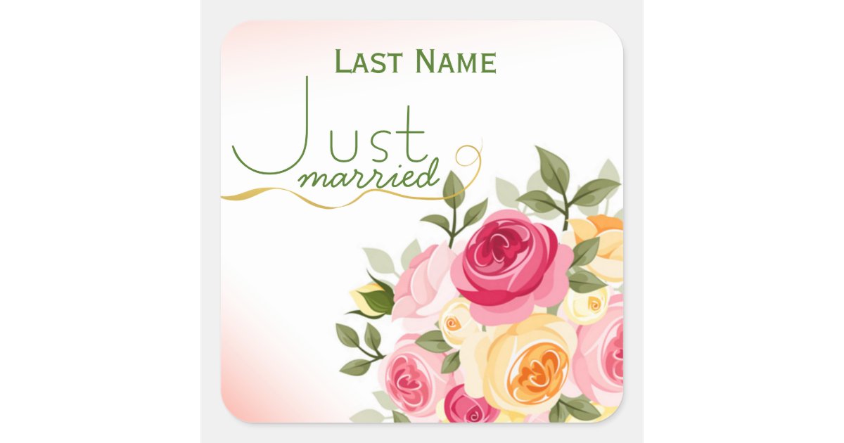 Just Married Custom Envelope Stickers | Zazzle