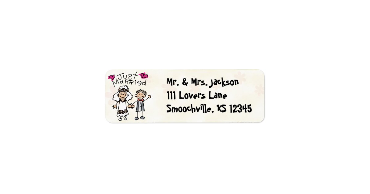 Just Married Cute Return Address Labels | Zazzle
