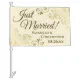 Just Married! Elegant Gold Frills Cream Newlyweds Car Flag | Zazzle