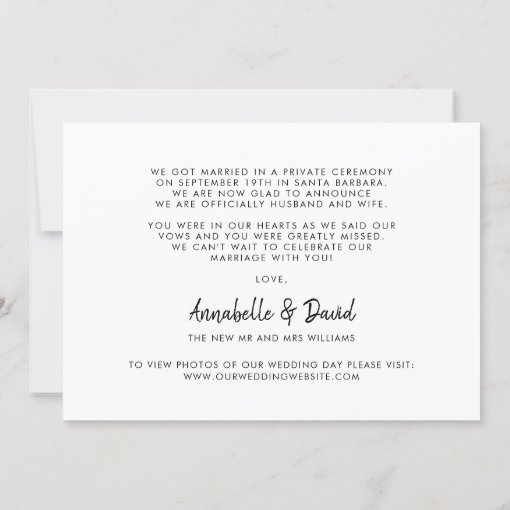 Just Married Elegant Photo Wedding Announcement | Zazzle