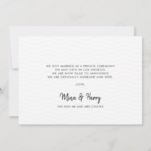 Just married Elegant romantic wedding photo card | Zazzle