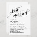 Just Married Fancy Script Post Wedding Celebration Invitation | Zazzle