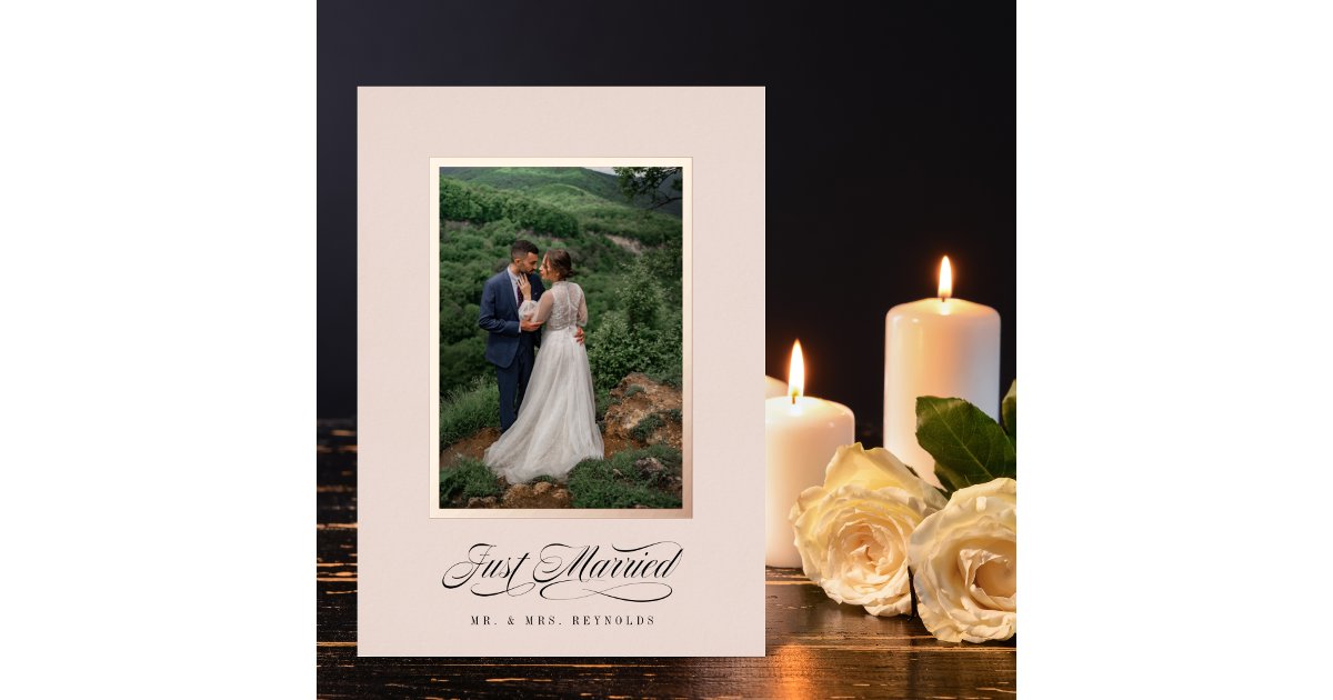 Just Married Frame Invitation Foil Invitation | Zazzle