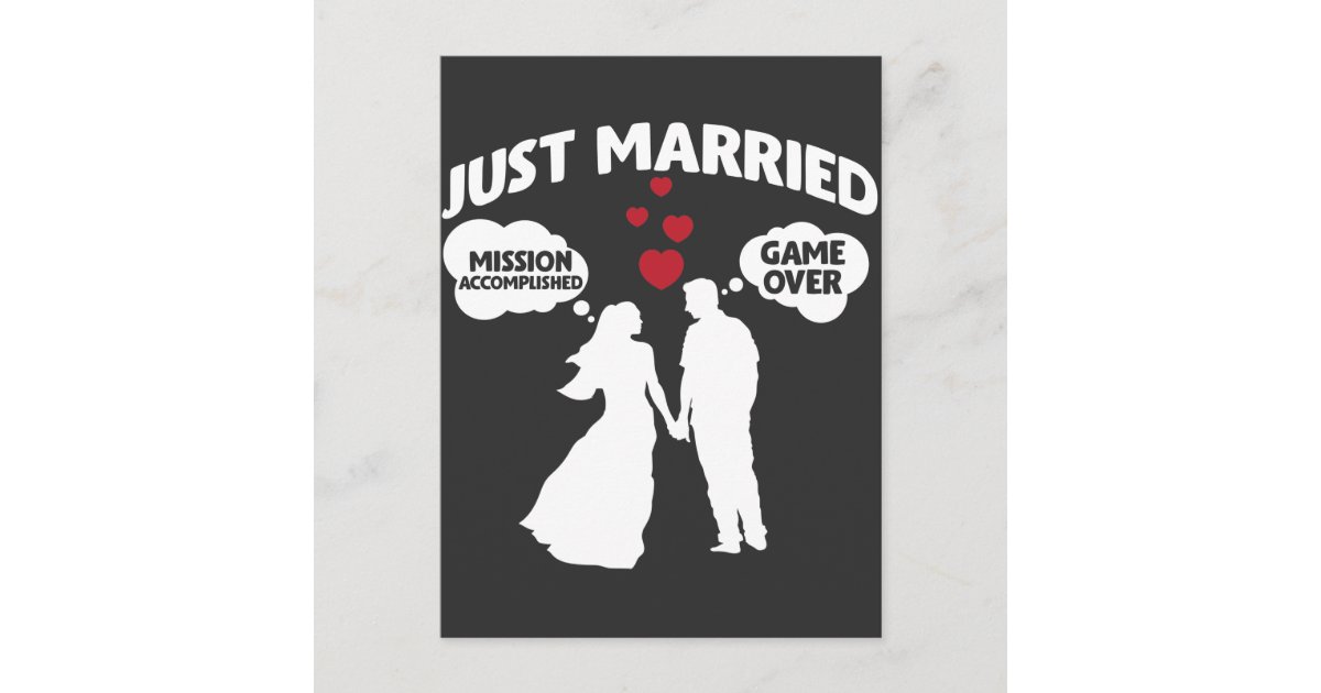 Just Married Game Over Husband and Wife Sarcasm Postcard | Zazzle