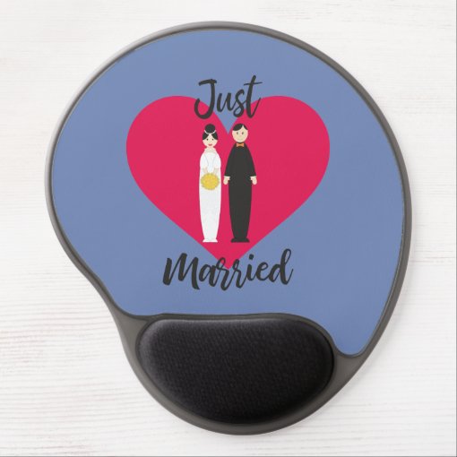 Just Married Heart & Couple Design Gel Mouse Pad | Zazzle