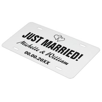 Just married license plate for wedding car | Zazzle