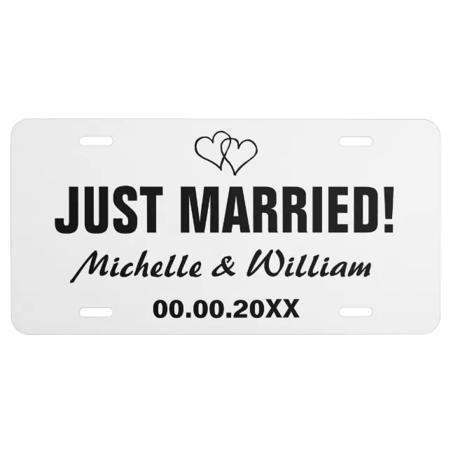 Just married license plate for wedding car | Zazzle