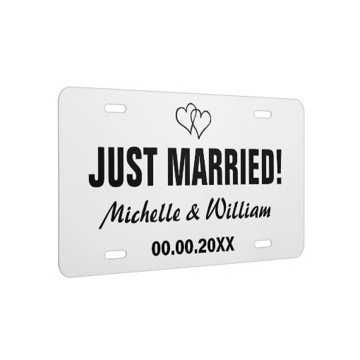 Just married license plate for wedding car | Zazzle