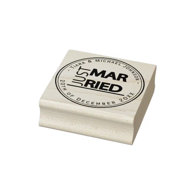 Just Married - Personalize Rubber Stamp | Zazzle