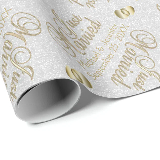 Just Married - Personalized Wrapping Paper | Zazzle