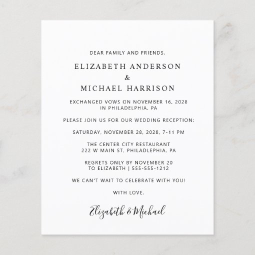 Just Married Photo Wedding Reception Invitation | Zazzle