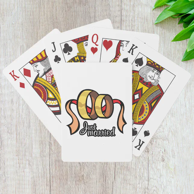 Just Married Playing Cards | Zazzle
