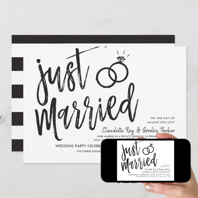 Just Married | Post Wedding Party Invitation | Zazzle