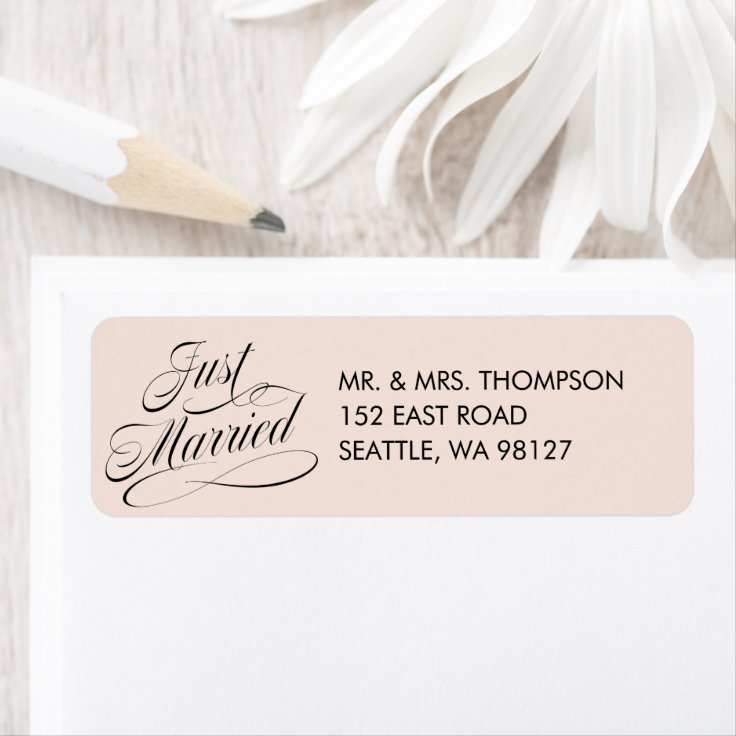 Just Married Return Address Label | Zazzle