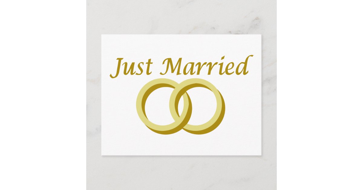 Just Married rings Announcement Postcard | Zazzle