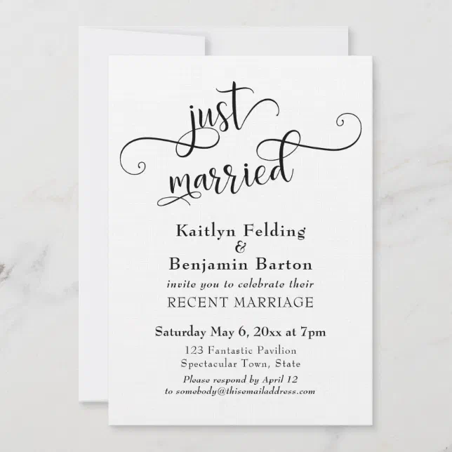 Just Married Typography Wedding Reception Only Invitation | Zazzle Just Married Typography Wedding Reception Only Invitation | Zazzle