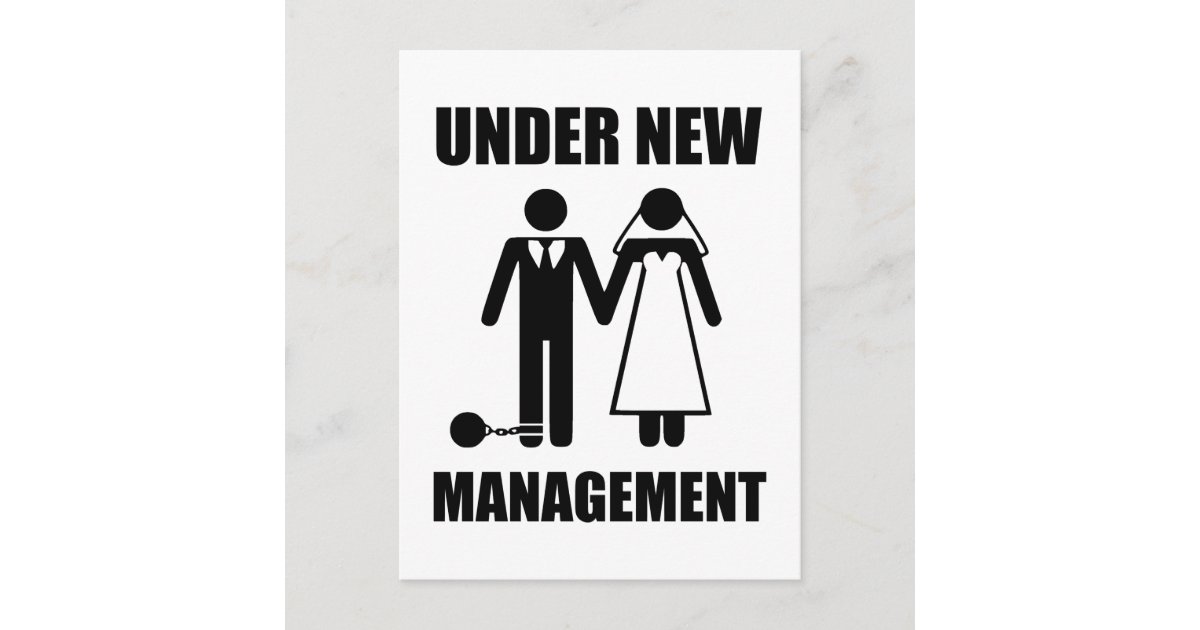 Just Married, Under New Management Announcement Postcard | Zazzle