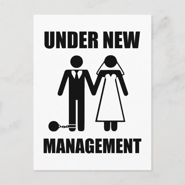 Just Married, Under New Management Announcement Postcard | Zazzle