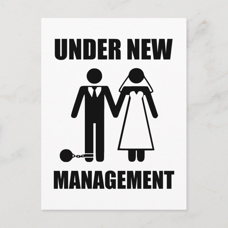 Just Married, Under New Management Announcement Postcard | Zazzle