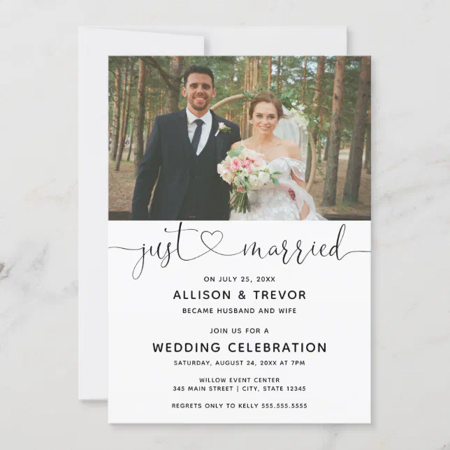 Just Married Wedding Announcement Reception | Zazzle