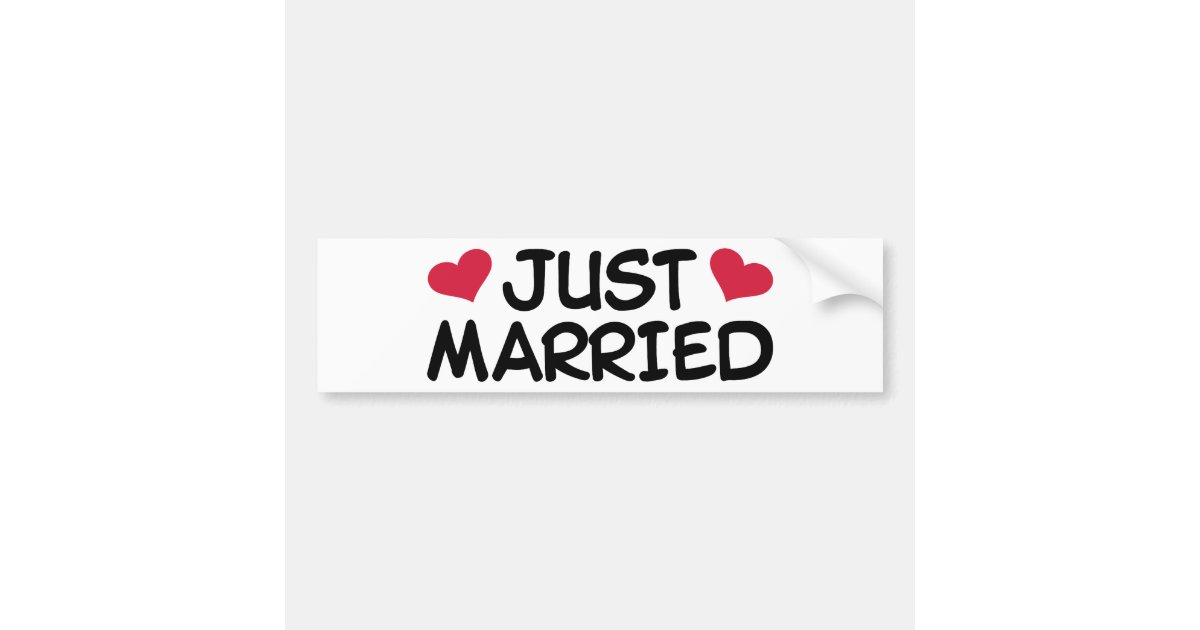 Just Married Wedding Bumper Sticker | Zazzle