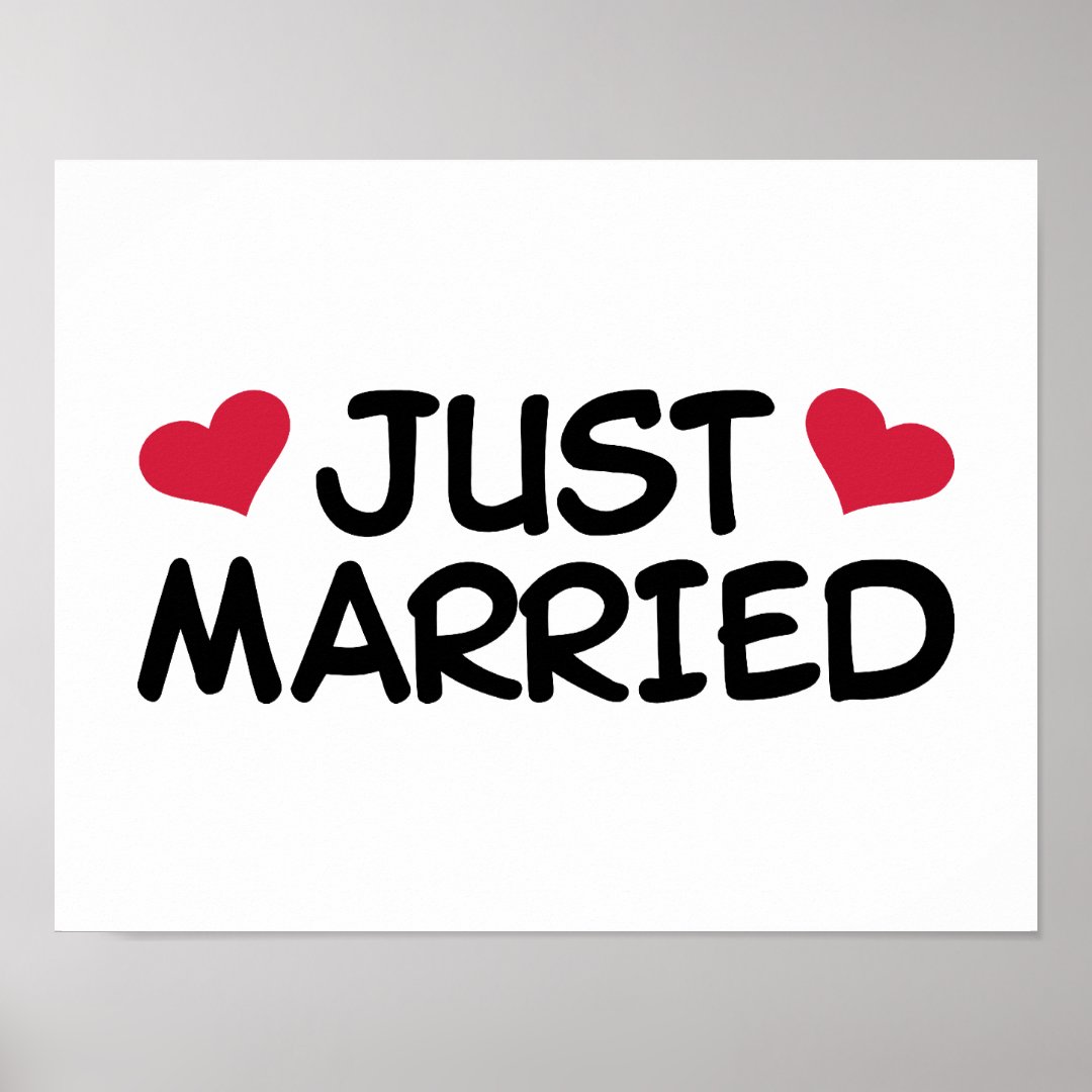 Just Married Wedding Poster | Zazzle