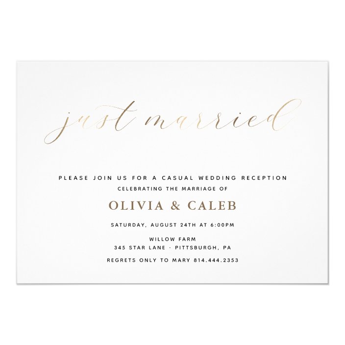 Just Married Wedding Reception invitation | Zazzle.com
