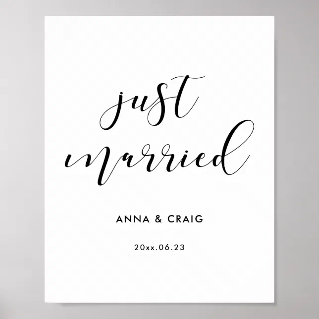 Just married wedding sign | Zazzle