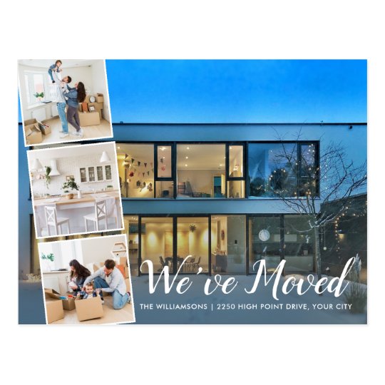 Just Moved New House New Address Photo Collage Postcard | Zazzle.com