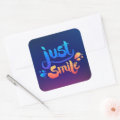 Just Smile Square Sticker | Zazzle
