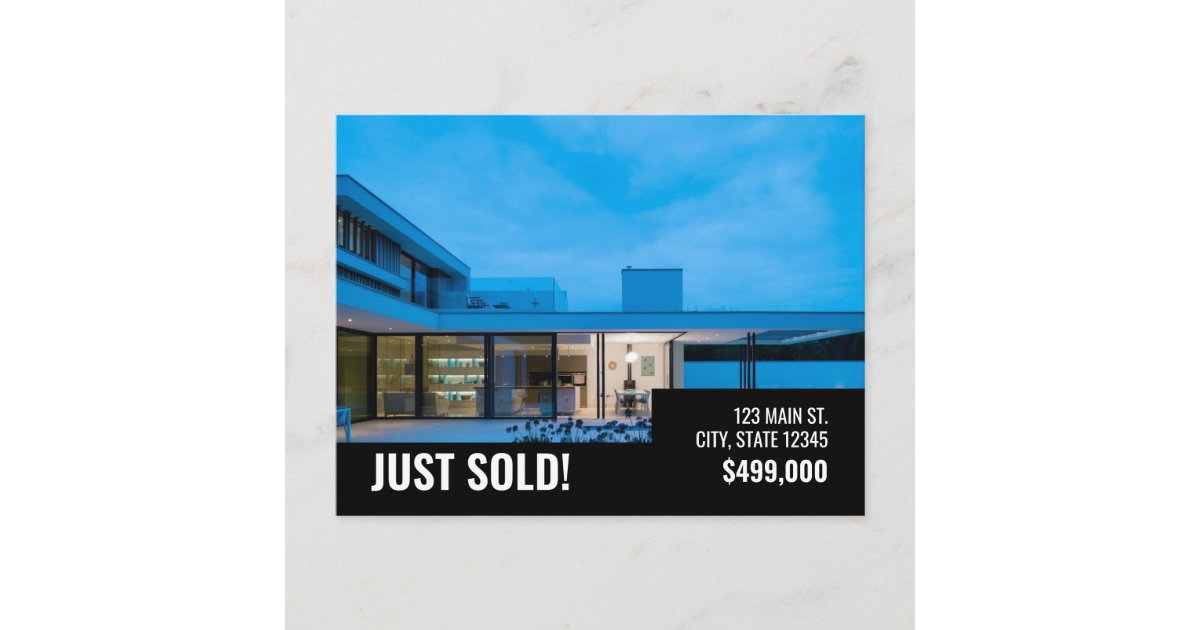 Just Sold - Black Modern - Postcard | Zazzle