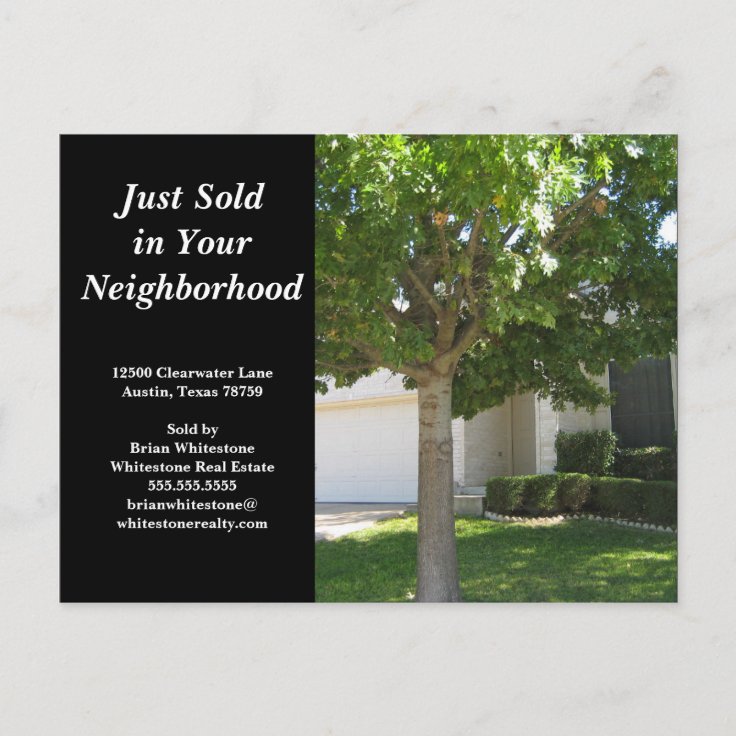 Just Sold Real Estate House Custom Photo Black Postcard | Zazzle