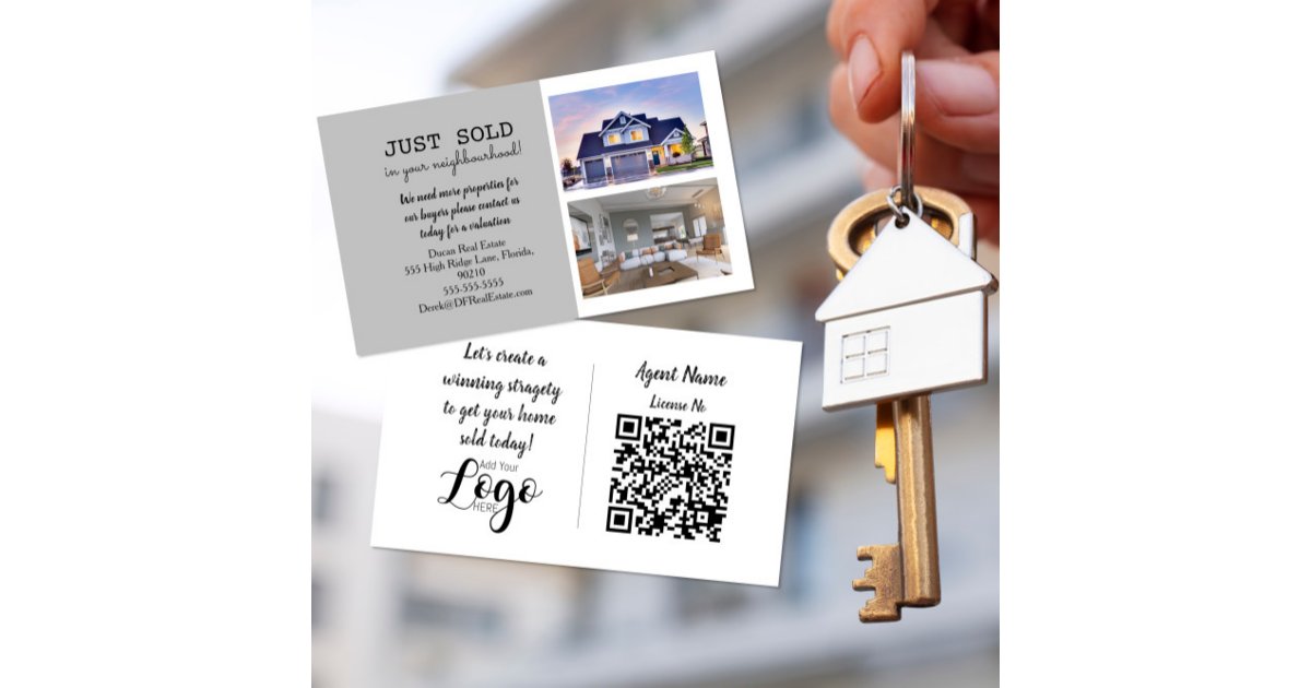 JUST sold Real Estate Marketing Postcard Business Card | Zazzle