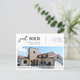 Just Sold Real Estate Property Realtor Marketing Postcard | Zazzle
