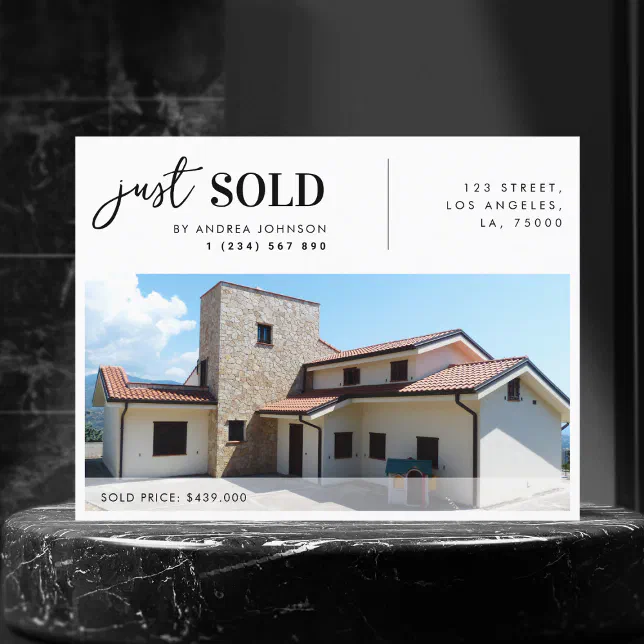 Just Sold Real Estate Property Realtor Marketing Postcard | Zazzle