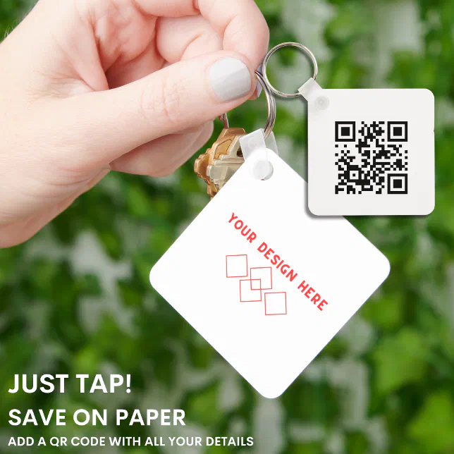 JUST TAP | QR Code Business Card NO PAPER Keychain | Zazzle