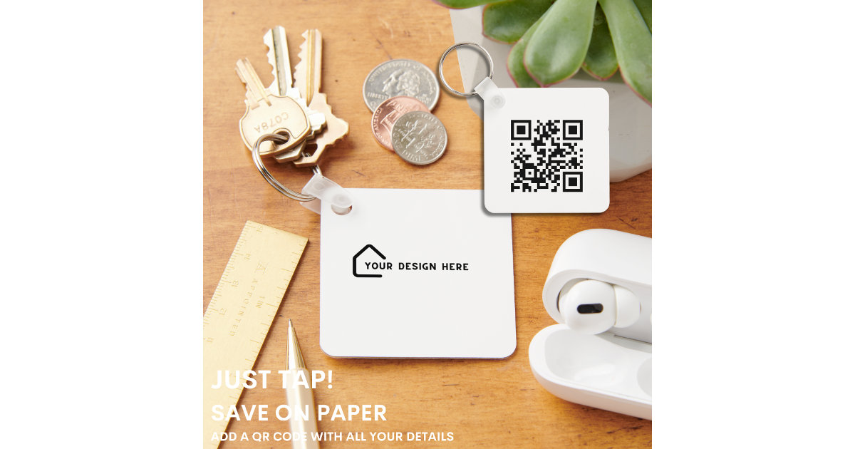 JUST TAP | QR Code Business Card REALTOR AGENT Keychain | Zazzle