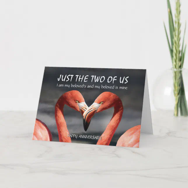 JUST THE TWO OF US Flamingo Christian Anniversary Card | Zazzle