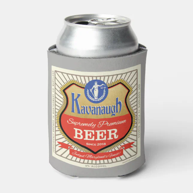 Justice Brett Kavanaugh Funny Vintage Beer Logo Can Cooler | Zazzle