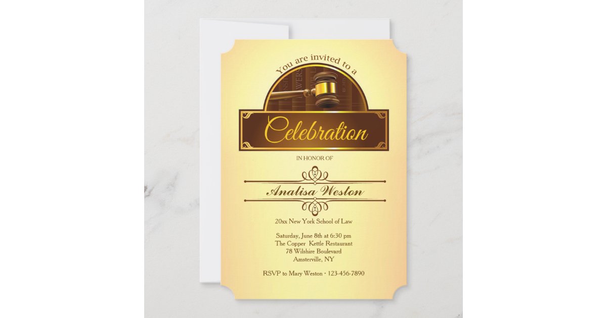 Justice Gavel Graduation Invitation | Zazzle