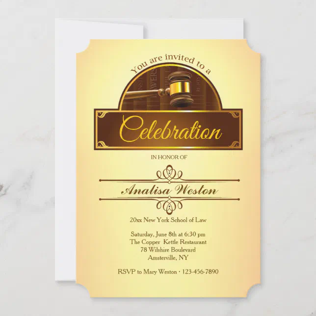 Justice Gavel Graduation Invitation | Zazzle