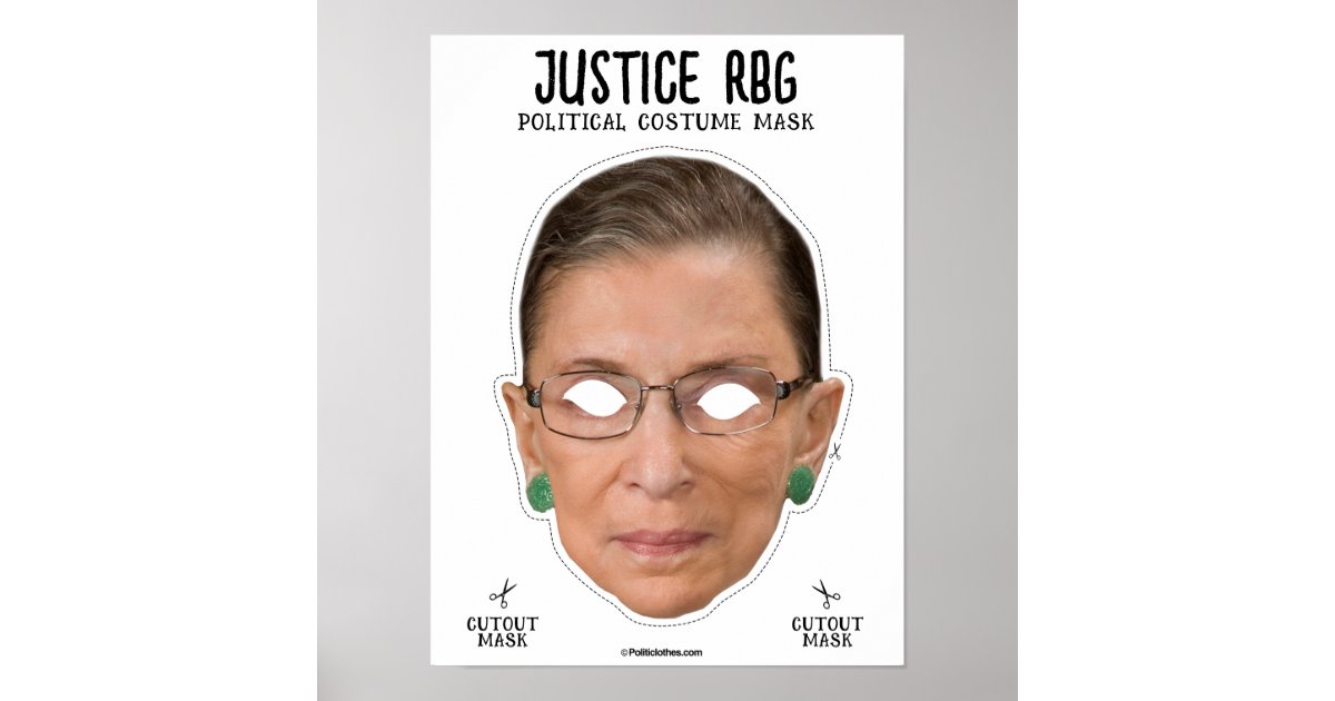Justice Ginsburg RBG Costume Mask Poster | Zazzle