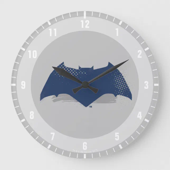 Justice League | Brush & Halftone Batman Symbol Large Clock | Zazzle