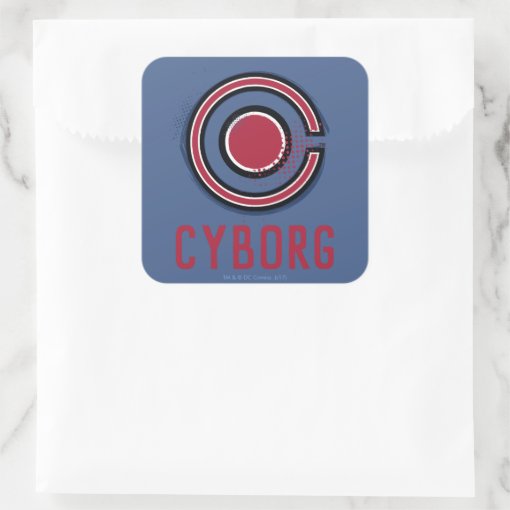 Justice League | Brush & Halftone Cyborg Symbol Square Sticker | Zazzle
