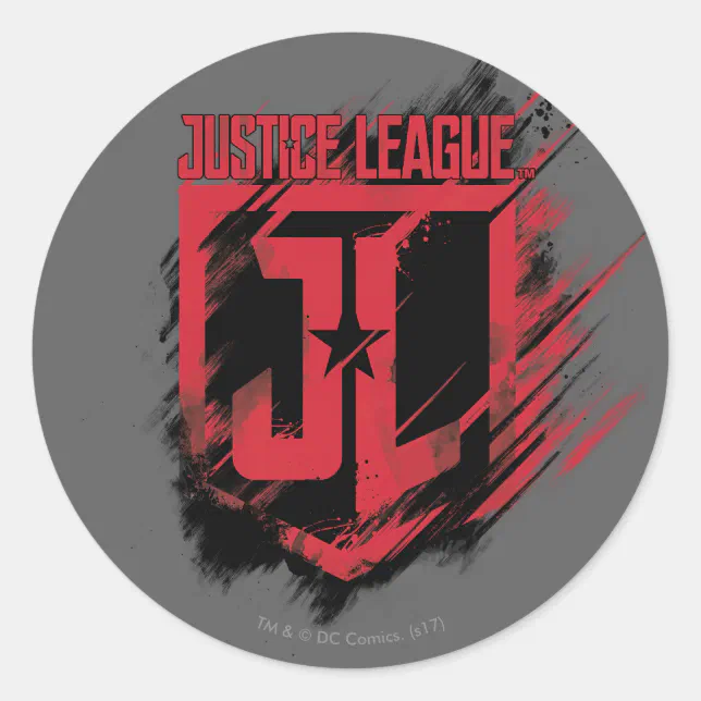 Justice League | Brushed Paint JL Shield Classic Round Sticker | Zazzle