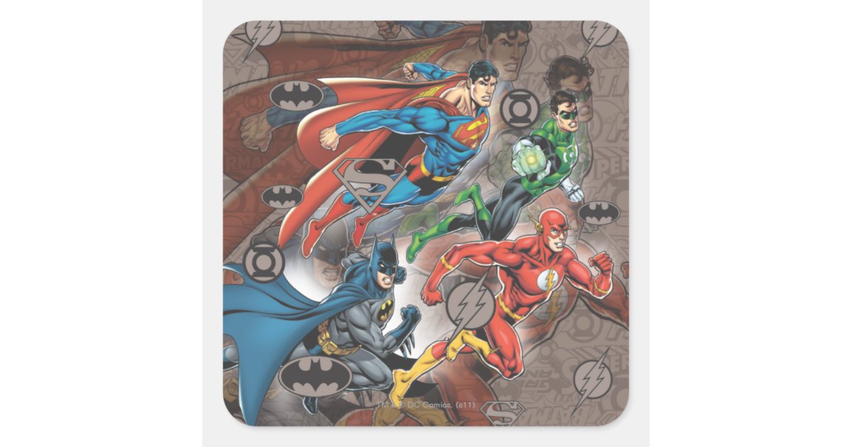 Justice League Collage Square Sticker | Zazzle