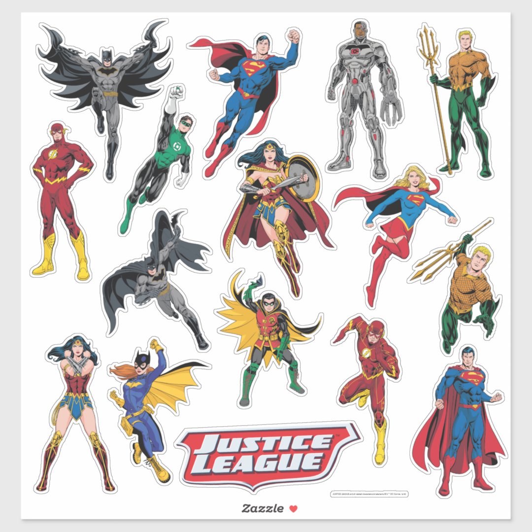 Justice League Contour Sticker Set | Zazzle